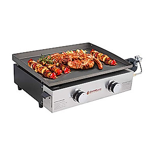 Flat Top Griddle Grill Station,Camplux Propane Gas Tabletop Griddle for Camping,Outdoor,Tailgating,Kitchen-BBQ Grill with Knobs & Ignition,22 inch
