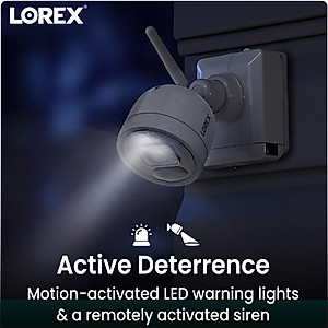 Lorex 2K 8 Channel Wire-Free Security Camera System with 6 Battery-Operated Active Deterrence and Person Detection Indoor/Outdoor Cameras (1TB)
