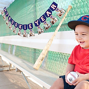 Kitticcino Baseball 1st Birthday Monthly Photo Banner Baseball Theme First Year Photo Banner My Rookie Year Banner for First Birthday Party Decorations Baby Shower Supplies