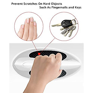 4PCS Car Door Handle Scratch Protectors, Carbon Fiber Car Door Handle Paint Scratch Protector Sticker Universal Auto Door Paint Guard Car Door Cup Scratch Protection Films