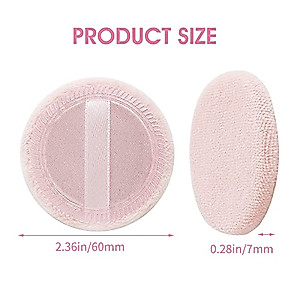 Sibba 12 Pcs Loose Powder Puff Pink Cotton Pads Face Body Makeup Velour with Ribbon Applicators Setting Round Make Up Eyeshadow Concealer Cosmetics Sponge