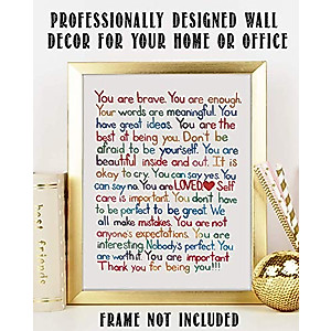 "You Are Enough-Loved-Important"- Inspirational Wall Art Print- 8 x 10" Ready to Frame. Motivational Wall Art-Home Décor- Office Décor. Perfect For Building Confidence in Children, Friends & Graduates