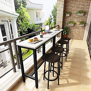 Recaceik Dining Table Set, 39.4” Rectangle Pub Dining Set Kitchen Table Set Bar Table with Stools, 3-Piece Breakfast Table Set with Metal Frame for Kitchen Dining Room w/ 2 Chairs - White