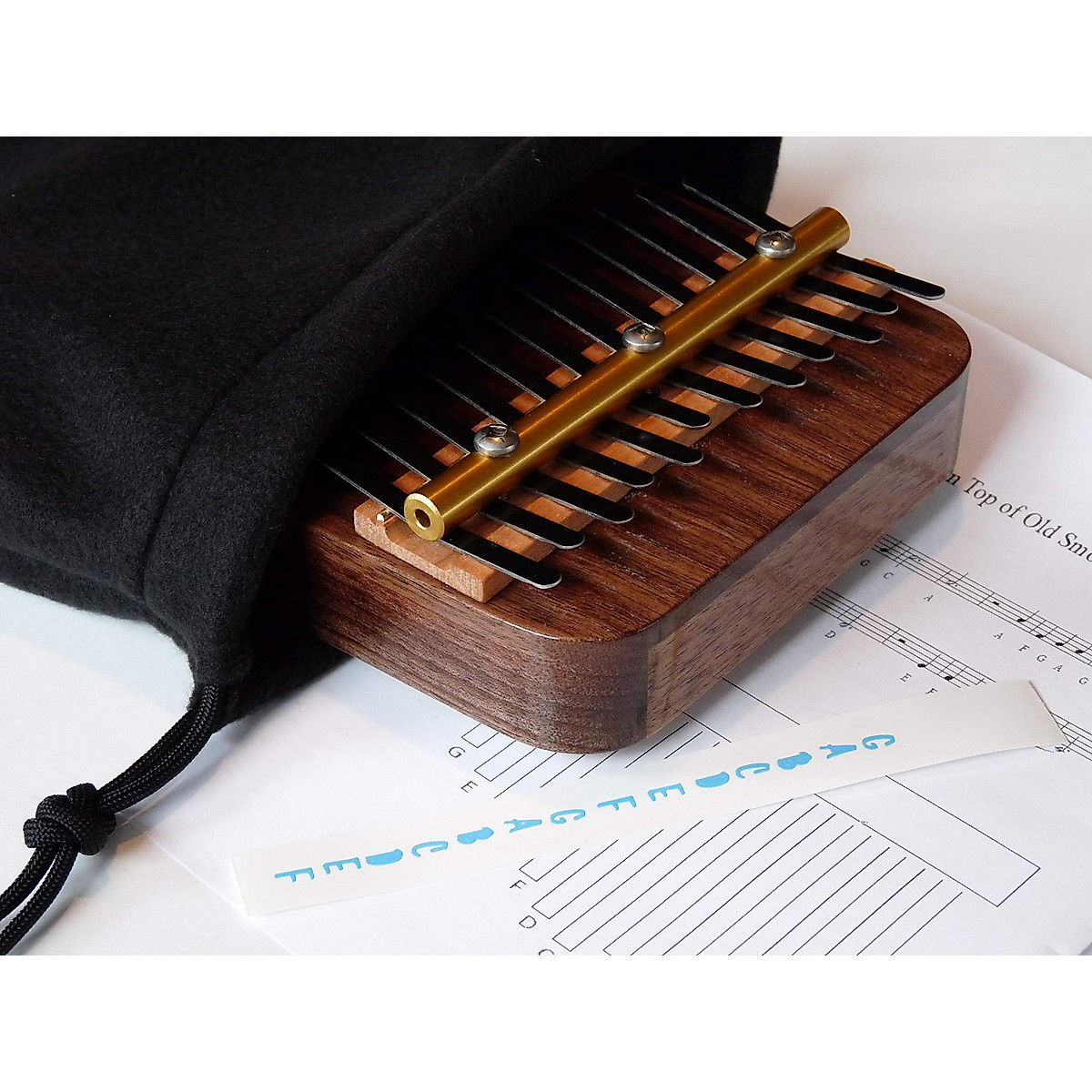 Zither Heaven Artisan Black Walnut 12 Note Thumb Piano with Black Walnut top made in the USA