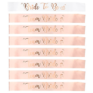 Happyland 8 sets Team Bride Sash Bachelorette Party Decorations Bridesmaid Sashes Rose Gold Foil letter for Bridal Shower & Wedding Party