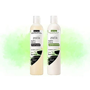 Zatik Naturals - Healthy and Shiny Conditioner with Olive and Black Seed, Vegan, Biodegradable, pH Balanced, FREE from EDTA, PEG, Parabens, fragrances, phthalates & mineral oil, 10.8 fl oz, 320ml