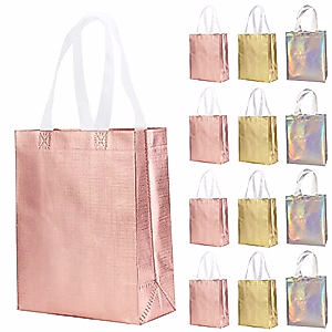 LOOKSGO 12 Pcs Non-woven Reusable Gift Bags With Handles for Party Favor 8W x 4L x10H Size