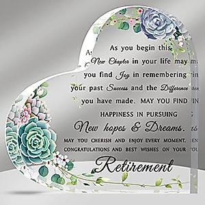 Acrylic Retirement Gifts for Women Retirement Plaque Inspirational Gifts for Retired Table Decoration for Coworker Teachers Nurses Graduation Paperweight (3.94 x 3.94 x 0.39 Inch, Classic Style)