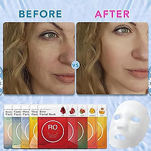 24Pack Collagen Essence Sheet Facial Masks, Face Masks Skincare, Hydrating Face Masks, Moisturizing and Soothing, Natural Skin Care Spa Face Mask, For All Skin Types