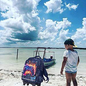 CAMTOP 18 Inch Rolling Backpack Girls Travel Roller Bag with Wheels Kids School Bags Wheeled Luggage Backpack (Galaxy-Rainbow)