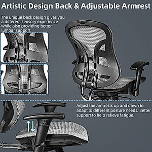 Mimager Mesh Seat Office Chair, Ergonomic Office Chair with Lumbar Support, Mesh Desk Chair 120°Tilt Function, Computer Desk Chairs with Wheels Armrests for Home Office, Conference Room, Black