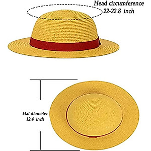 Yofuhope Straw Hat Luffy Hat Cospaly Hats Halloween Performance Costume Party Straw hat for Men Women Kids Yellow Strawhats Summer Hat (01Yellow)