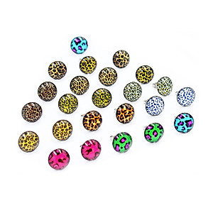 ONEP Cheetah Earrings Women's Leopard Print Stainless Steel Stud Earring (12 Pairs)