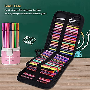 Pencil Case for Canvas Folding Bag 72 Slots Pen Pen for Holder Cloth Pen Pen for Organizer Pen Pen Pen Stand Pen Pencil Marker Cases (120 pieces folding bag (black))
