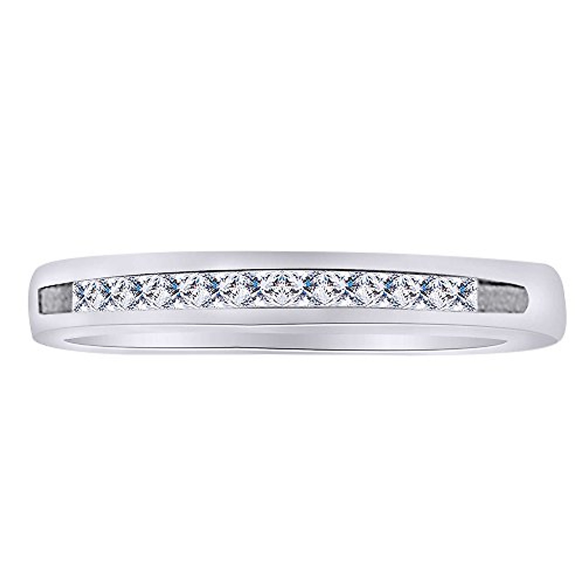 14K Solid White Gold (0.33 Cttw) Princess Shape White Diamond Engagement Wedding Ring, Size-7.5