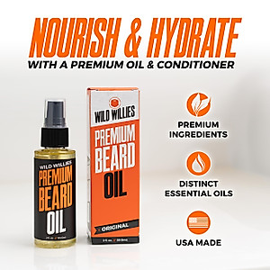 Wild Willies Beard Oil for Men - Natural ingredients Promote Deep Conditioning - Removes Itch & Dandruff - Deep Softening Treatment - Best Beard Oil & Conditioner - 2 Fl Oz