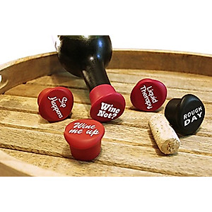 5 Funny Wine Stoppers - Perfect as Wine Accessories or Wine Gifts for Women - Set of 5 Funny Silicone Wine Bottle Stopper. A Great Christmas Gifts For Women Or Men. Better Than Wine Corks.