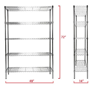 Apollo Hardware Chrome 5-Shelf Wire Shelving 14"x48"x72" (Chrome)