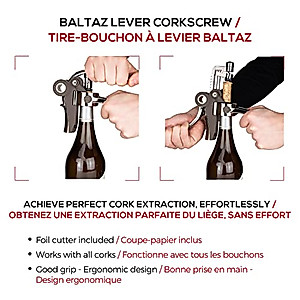 Peugeot 200510 Baltaz Dark Lever Corkscrew/Wine Bottle Opener, Black 5.52in.