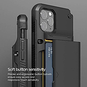VRS DESIGN Damda Glide Pro Compatible for iPhone 11 Pro Max Case, with [4 Cards] Premium Sturdy [Semi Auto] Credit Card Holder Slot Wallet for iPhone 11 Pro Max 6.5 inch(2019) Black
