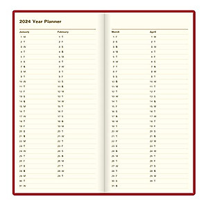 Letts of London Signature Weekly/Monthly Planner, 12 Months, January to December, 2024, Bonded Leather, Slim Size, 6.625" x 3.25", Burgundy (C38SUBY-24)