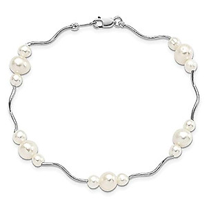 IceCarats 925 Sterling Silver Freshwater Cultured Pearl Chain Bracelet