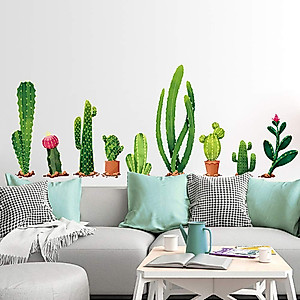 Mendom Cactus Wall Decal Green Plants Wall Sticker,Peel and Stick Removable DIY Giant Plants Wall Decals or Kids Bedroom Nursery Room Sofa Background Wall Decoration