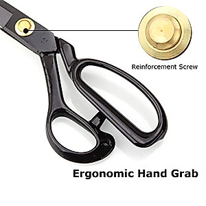 ABuff 10 Inch Left Handed Scissors for Lefty, Sewing Scissors with Thread Snip, Bent-left Dressmaker Shears with Box, Black