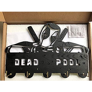 YSdesign Deadpool Key Hooks-Marvel Super Hero Wall Hooks Heavy Duty 20LB(Max),Wade Winston Wilson Wall Décor,Wood Coat Hooks, Key Holder,Key Hanger for Wall、Entryway and Kitchen