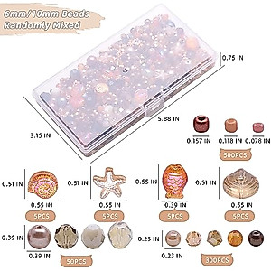 KINGSHINE 870pcs Craft Beads for Jewelry Making, Glass Beads for Bracelets Making Kit with Loose Spacer Beads, Including Fish/Shells/Starfish/Snails Beads, Gift for Her (Amber Color)
