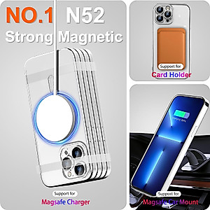 XSINOLI for iPhone 13 Pro Phone Case Magsafe, Magnetic Clear Case with Screen Protector and Camera Cover, Transparent Electroplated Case for Women/Girl/Men (Silver)