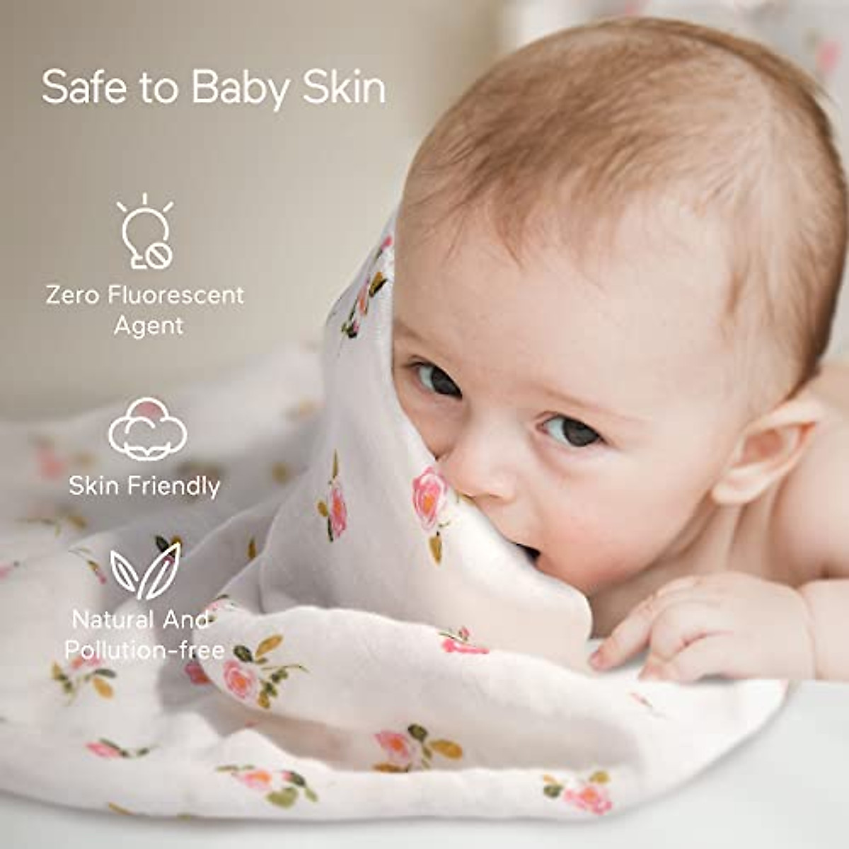 Momcozy Muslin Swaddle Blankets, Soft Silky Baby Blankets 47 x 47 inches, Breathable Bamboo Swaddle Blankets, Newborn Receiving Blanket for Boys and Girls, 4 Pack