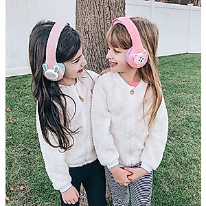 Riwbox Kids Headphones, Baosilon CB-7S Cat Kids Toddler Headphones with LED Light, 75/85/95dB Volume Limited, Kids Wireless Headphones with Mic for School/Tablet/Girls (Purple)