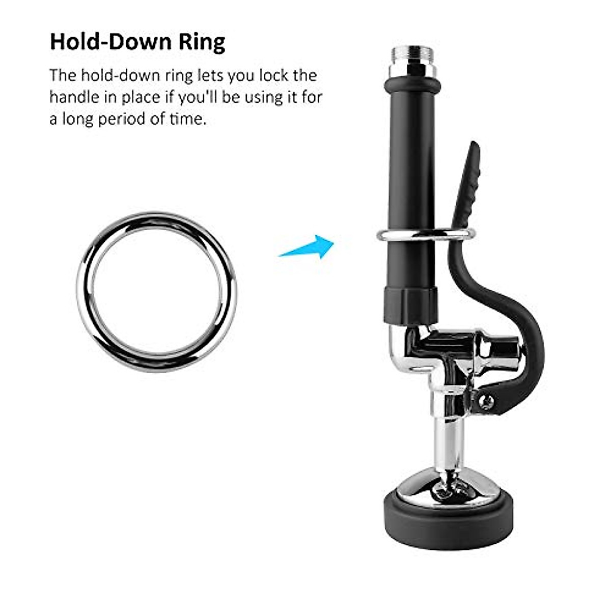 CWM Pre Rinse Sprayer Commercial Sink Faucet Spray Valve Chrome Finished (Black)