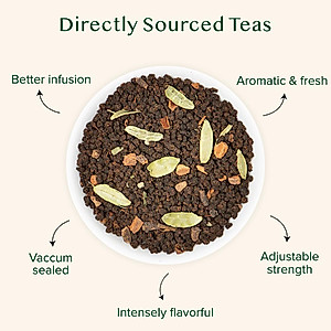 VAHDAM, India's Original Masala Chai Tea Loose Leaf (50 Cups/3.53oz) Blend Of Black Tea | Cinnamon, Cardamom, Cloves & Black Pepper | Ancient Indian House Recipe Of Spiced Masala Tea