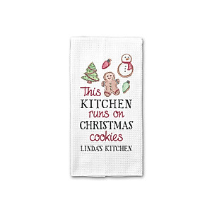 CANARY ROAD Custom Christmas Cookies Towel | Personalized Kitchen Towel | Christmas Gift for Women | Personalized Christmas Decor | Personalized Dish Towel | Christmas Kitchen Towel