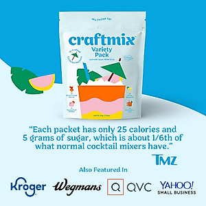 Craftmix Variety Pack, Makes 12 Drinks, Skinny Cocktail Mixers, Mocktails Non-Alcoholic Drinks - Made With Real Fruit - Vegan Low-Carb, Low-Sugar, Non-GMO, Dairy Free, Gluten Free, Easy to Mix