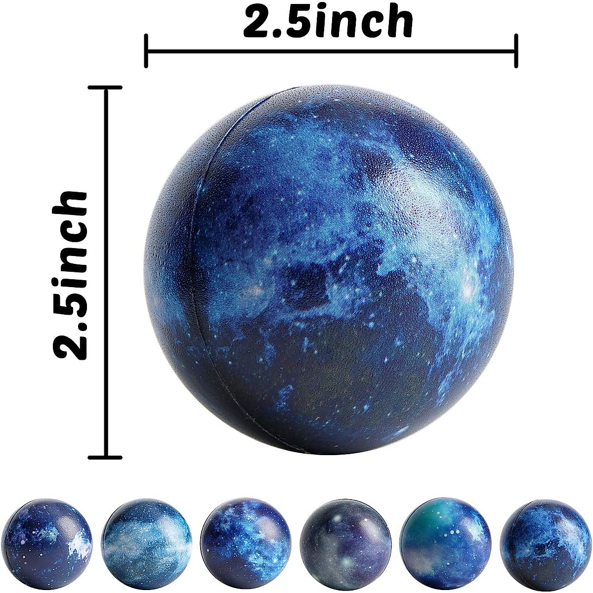 HYPYRANOW Stress Balls, 12 Pcs Galaxy Stress Balls, 2.5 Inch Space Theme Stress Balls Foam Squeeze Balls Stress Relief Balls for Finger Exercise School Carnival Reward Party Bag Gift