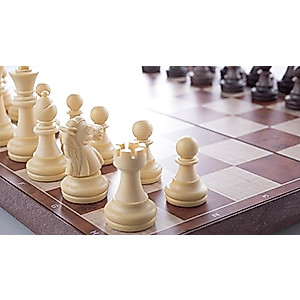 Checkers Game Board - 2 in 1 Folding and Magnetic Chess Game. Great for Travel Chess Set Strategy Game is 12.5 x 12.5, International Chess Set