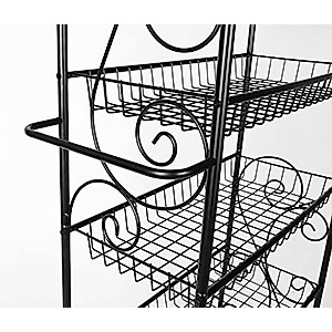 HLC 6 Tier Freestanding Metal Bathroom Kitchen Storage Shelf Rack with Wheels Black