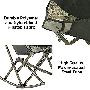TIMBER RIDGE Portable Rocking Camping Adults Patio Rocker Chair Foldable for Lawn, Yard, Indoor, Support up to 300 lbs, Carry Bag Included, Camo