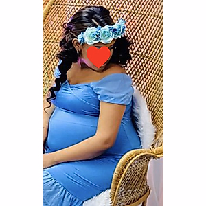 LLinfflr Floral Garland Crown Boho Flower Headband Hair Wreath Floral Halo Headpiece with Ribbon Wedding Party Blue