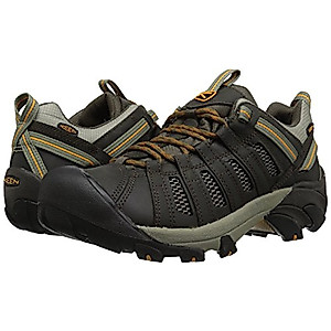 KEEN Men's Voyageur Low Height Breathable Hiking Shoes, Black Olive/Inca Gold, 7