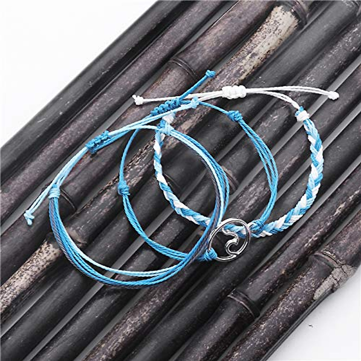 Softones VSCO String Wave Bracelets for Women Girls Handmade Colorful Waterproof Adjustable Braided Beach Bracelet Set for Women