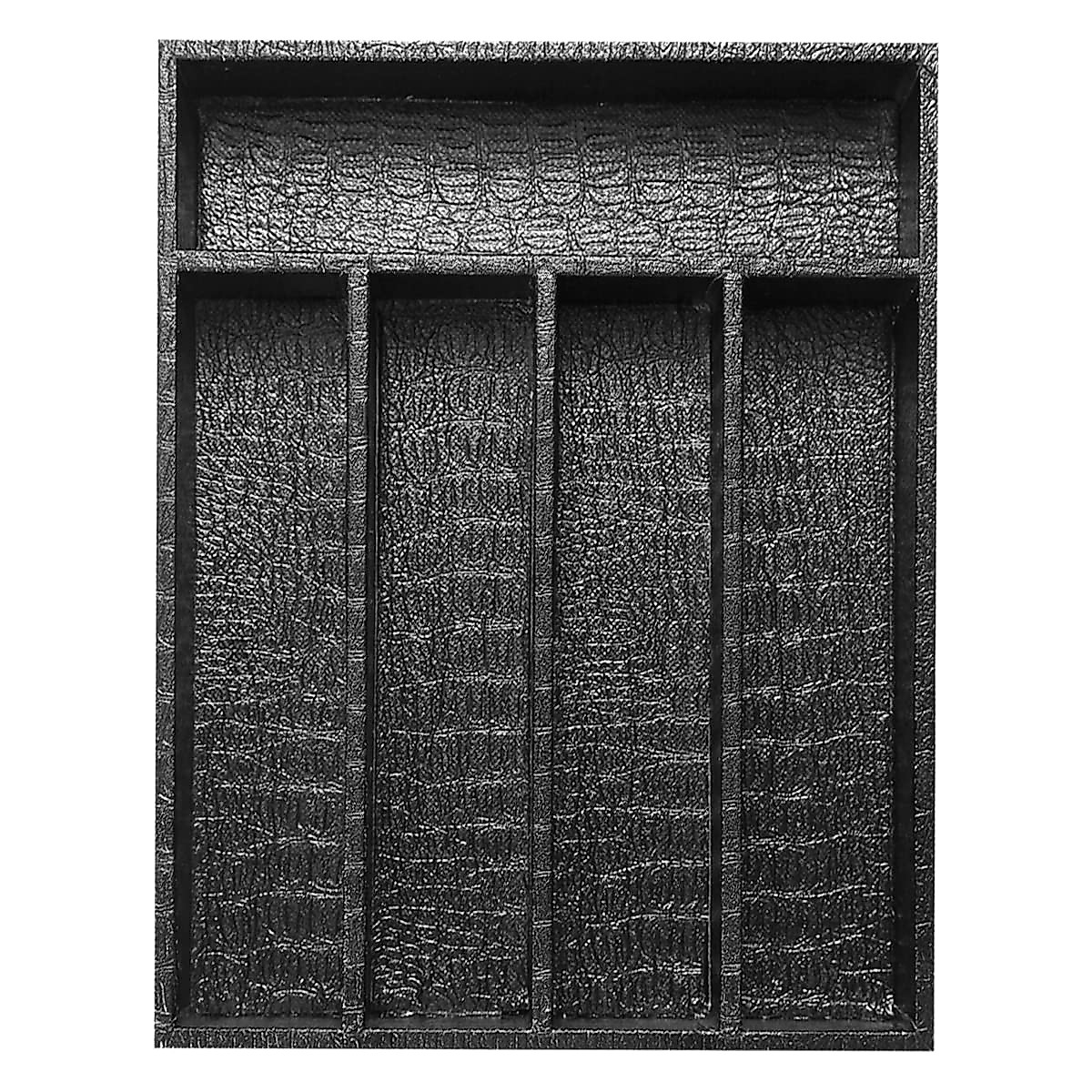 Kyraton Black Leather Wood Kitchen Flatware Drawer Organizers, Silverware Drawer Organiser and Cutlery Tray, Utensil Tray Drawer Organizer, Cutlery Flatware Organizer With Drawers