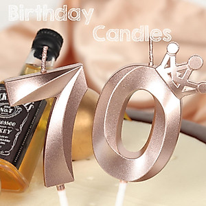 60th Birthday Candles for Cake, Number 60 Rose Gold Candles with Crown, 3D Design Birthday Cake Topper for Women Birthday Party Wedding Anniversary Celebration Decorations Supplies