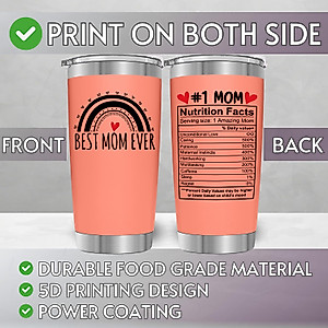 COCHIMO Christmas Gifts for Mom from Daughter Son Kid - Mom Gifts for Mothers Day - Birthday Gifts for Mom, New Mom, Mom To Be, Mom in Law, Stepmom - Mom Coffee Cup Tumbler 20 oz - Coral Pink