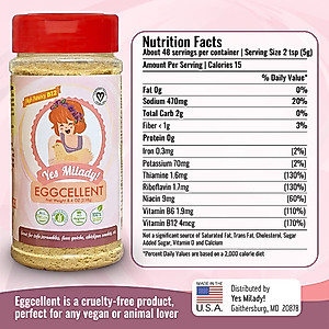 Yes Milady! Eggcellent (8.4oz Ex-Large) Vegan Seasoning and Vitamin B12 Supplement - 100% Natural for Omelets, Quiche, Breakfast Burrito, and Tofu Quick Scramble - Non-GMO and Gluten Free