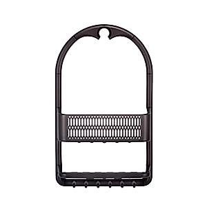 Bath Bliss Molded Shower Caddy | Bathroom Storage | Hangs Over Shower Head | 6 Accessory Hooks | Holds Razors | Washcloths | Accessories | Suction Cup Stability | Grey