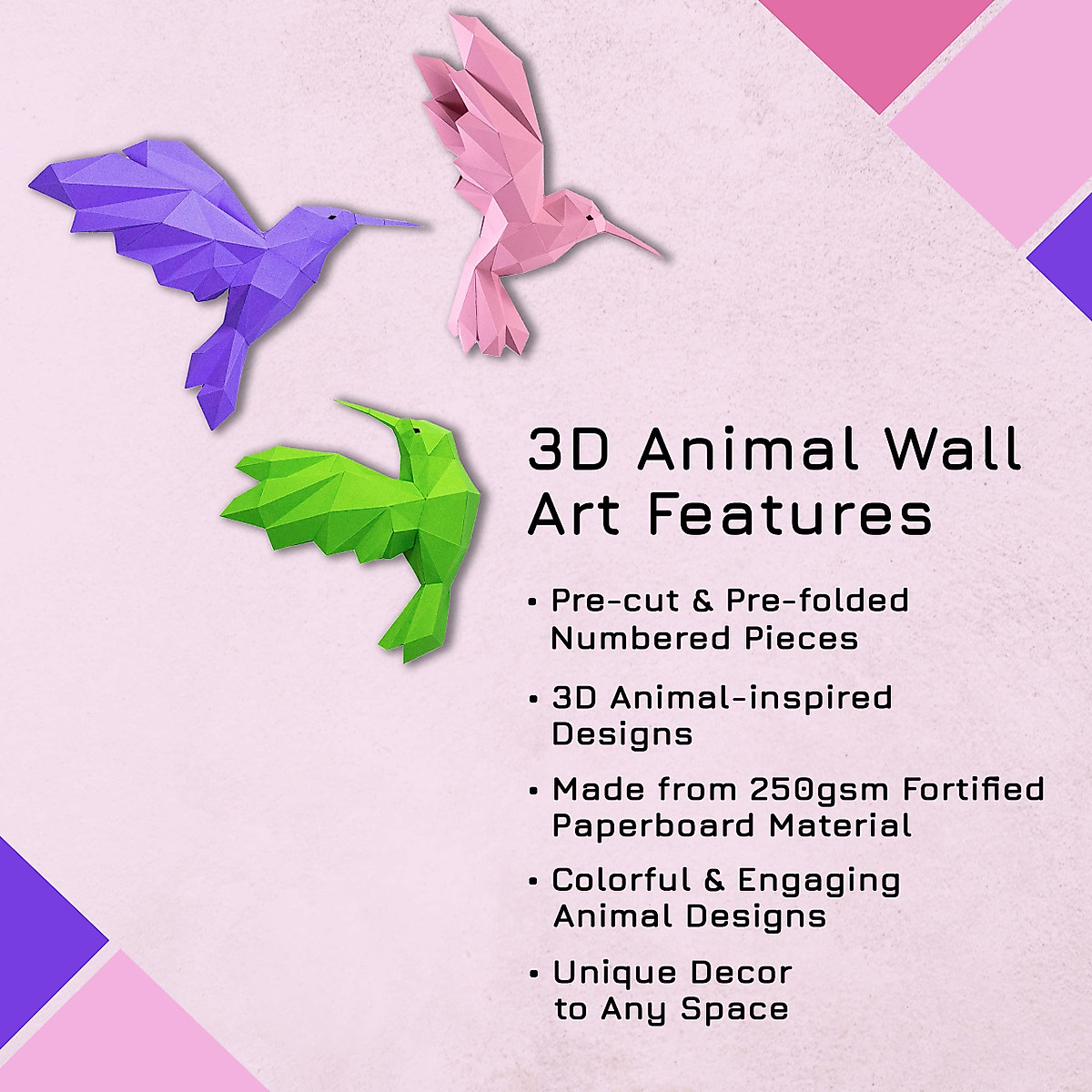 3D Paper Animal Wall & Art Decor - Pre-fold & Pre-cut Papercraft 3D Animal Model Kits - 250 GSM Puzzled 3D Origami Paper - DIY 3D Puzzle by PaperCraft World - Bunny